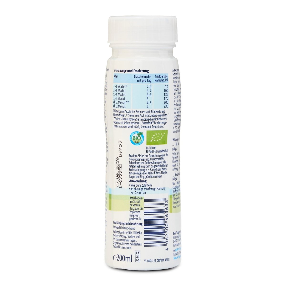 HiPP German Stage 1 Ready to Feed From Birth (200mlx6) – Formuland