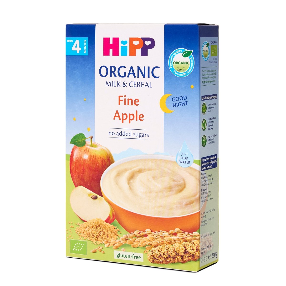 HiPP Organic Good Night Milk & Cereal - Fine Apple from 4 months (250g ...
