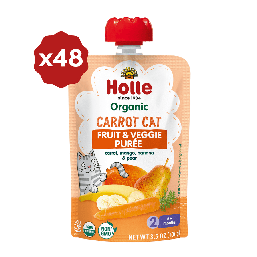 Holle Baby Food Pouches - Organic Fruit & Veggie Puree - Carrot Cat (U ...