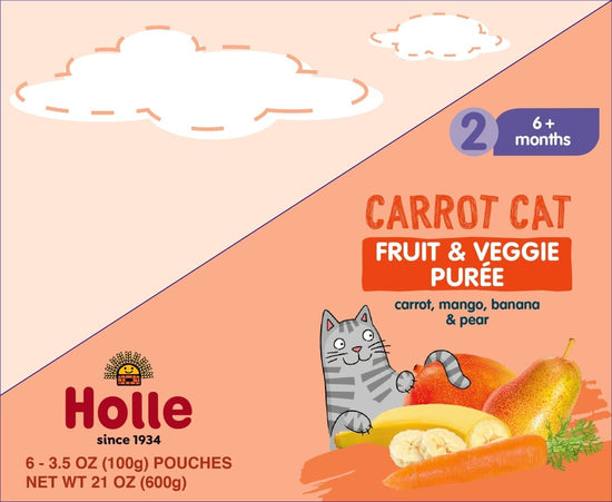 Holle Baby Food Pouches - Organic Fruit & Veggie Puree - Carrot Cat (U ...