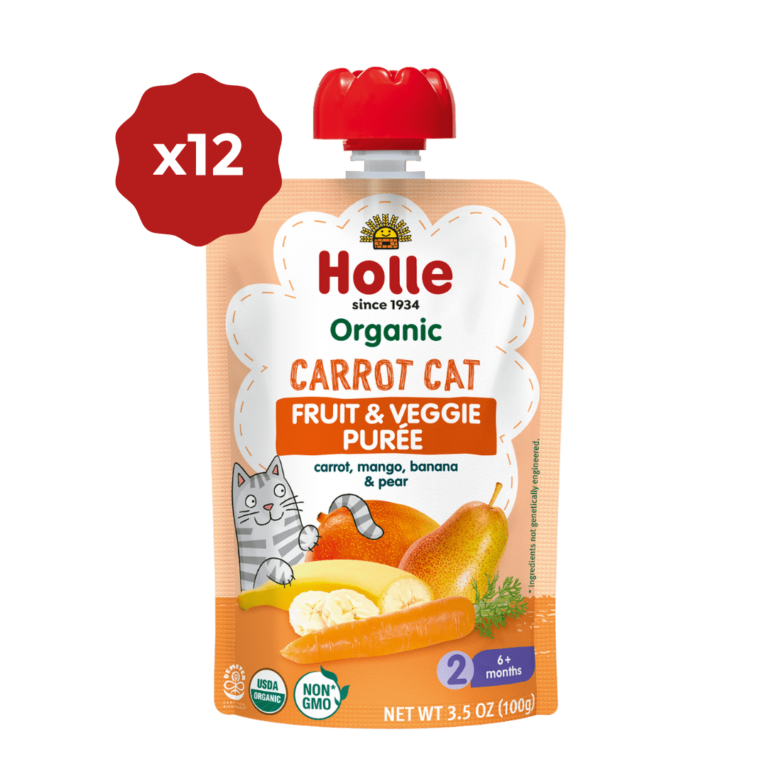 Holle Baby Food Pouches - Organic Fruit & Veggie Puree - Carrot Cat (U ...